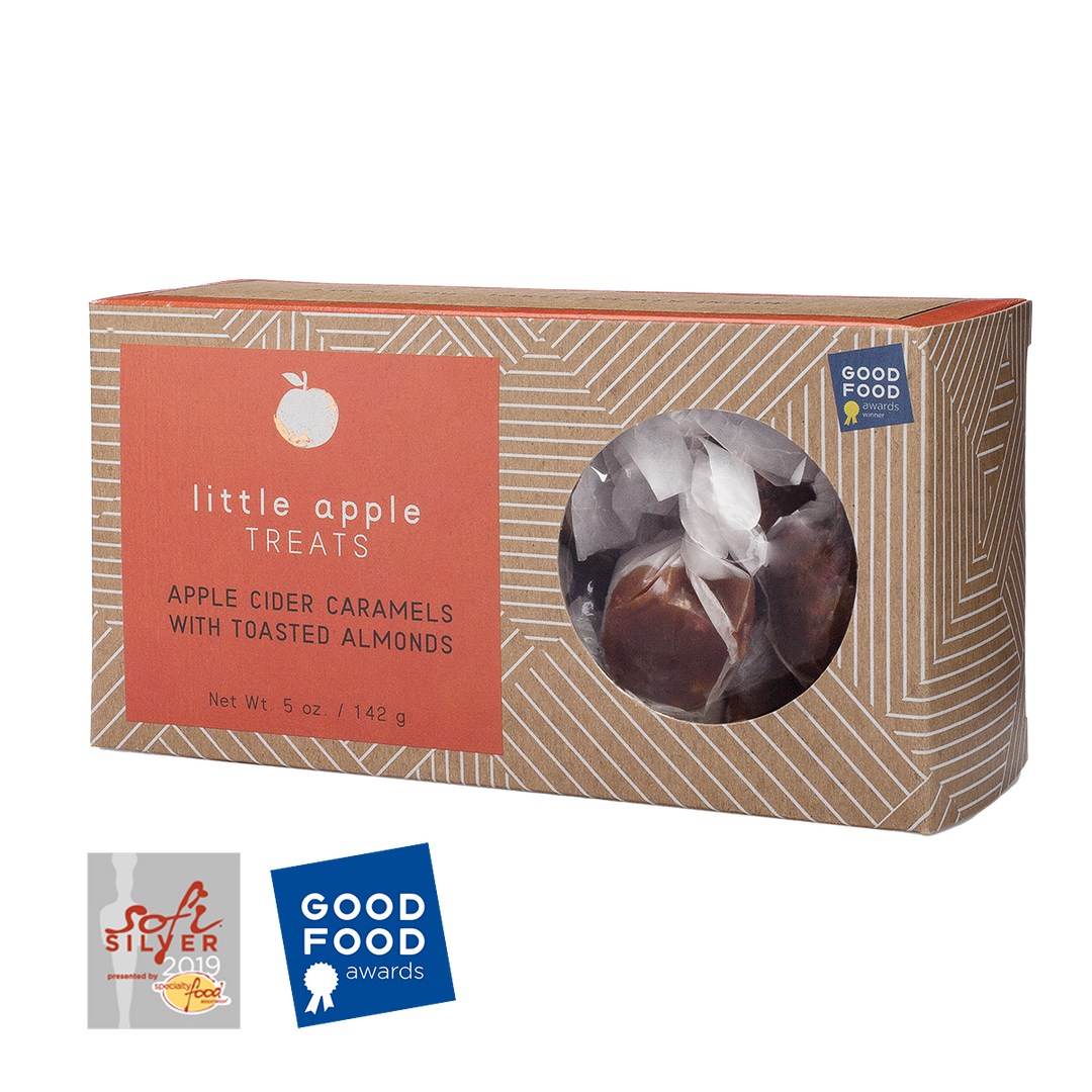 Apple Cider Caramels with Toasted Almonds Box- Little Apple Treats